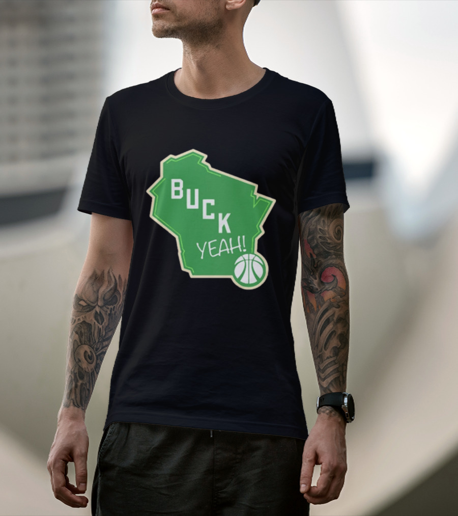 Buck Yeah Milwaukee Basketball Green Map T-Shirt