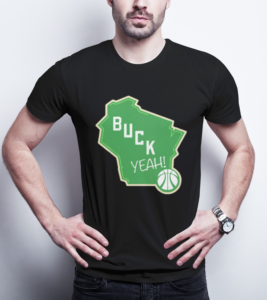 Buck Yeah Milwaukee Basketball Green Map T-Shirt