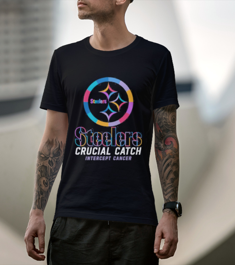 Pittsburgh Steelers Crucial Catch Intercept Cancer NFL Campaign T-Shirt