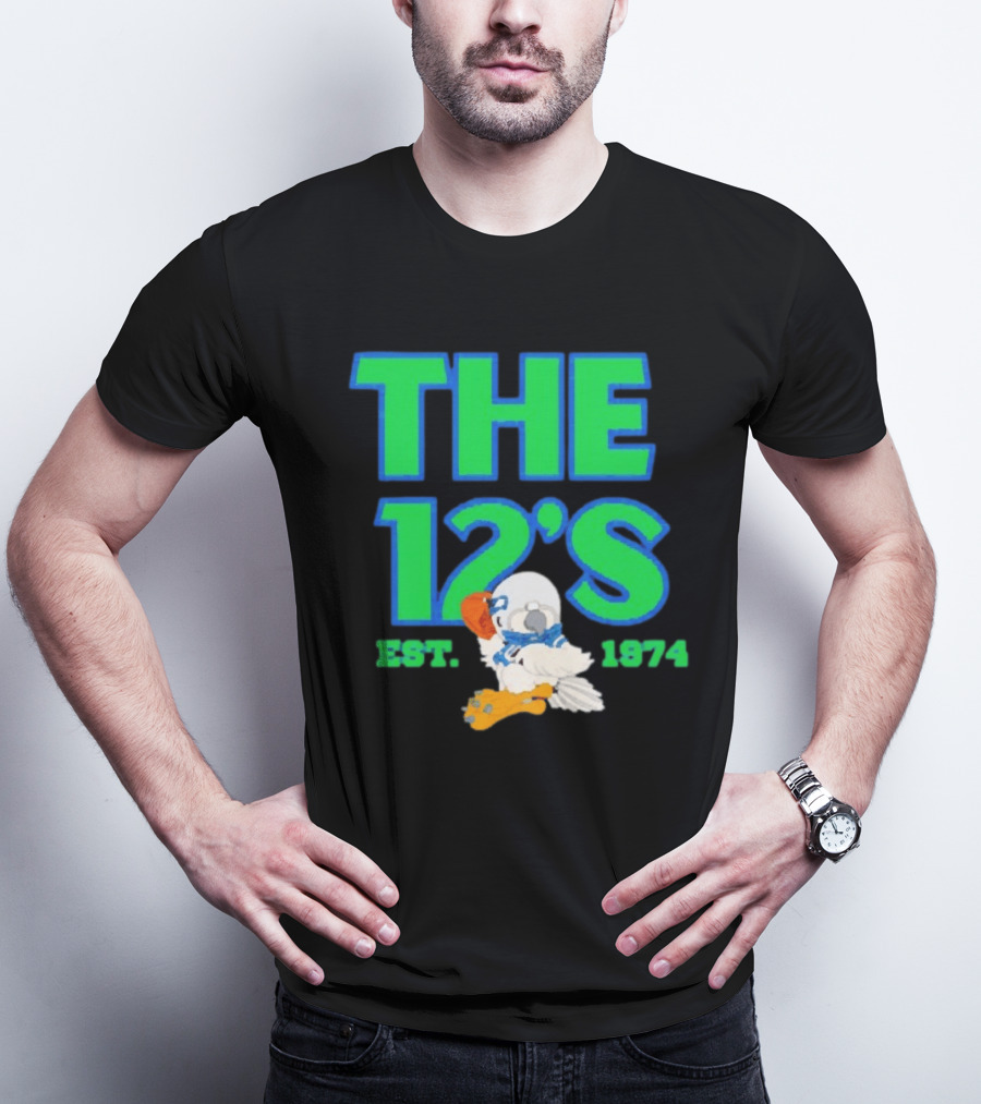 THE 12'S Est. 1974 Navy Grey Seattle Seahawks T-Shirt