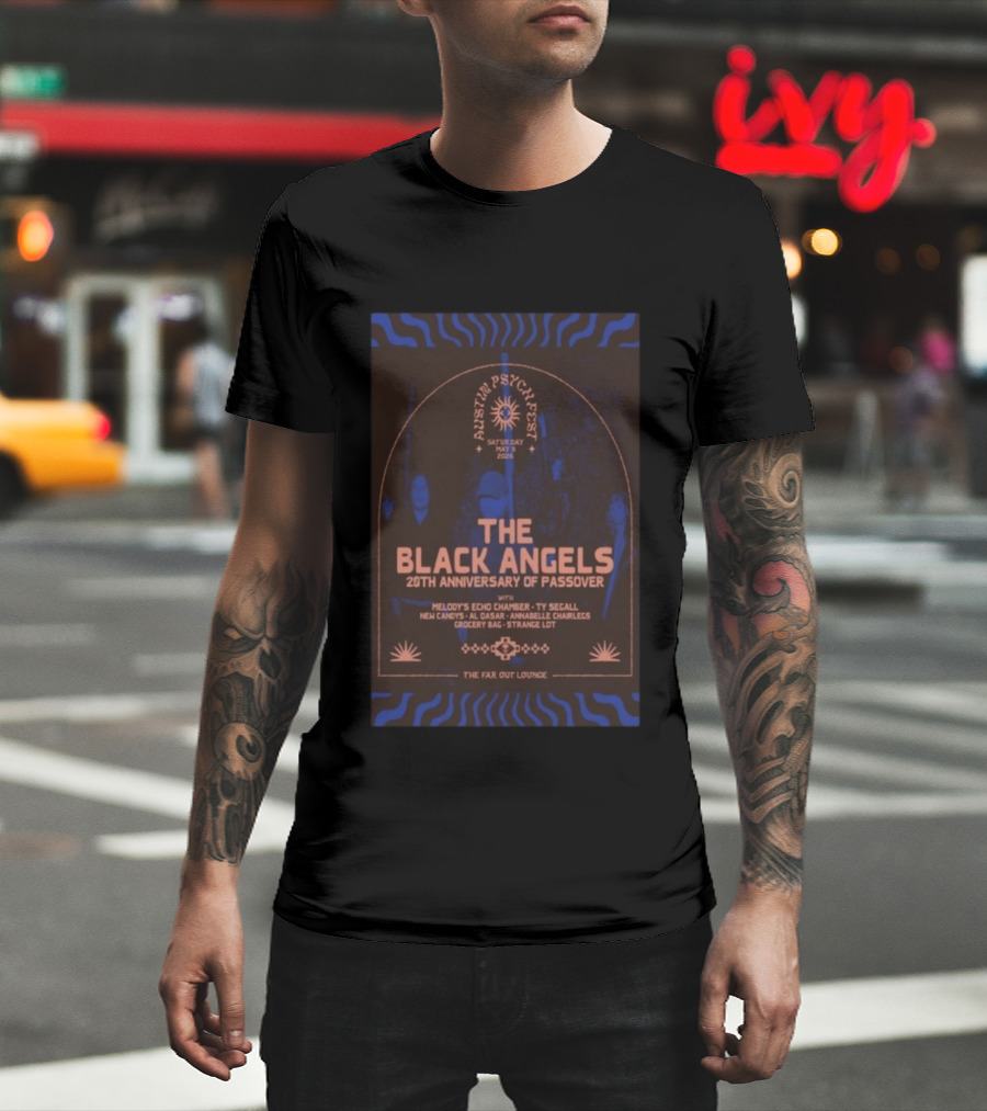 Austin Psych Fest The Black Angels 20th Anniversary Of Passover May 9 2026 T-Shirt