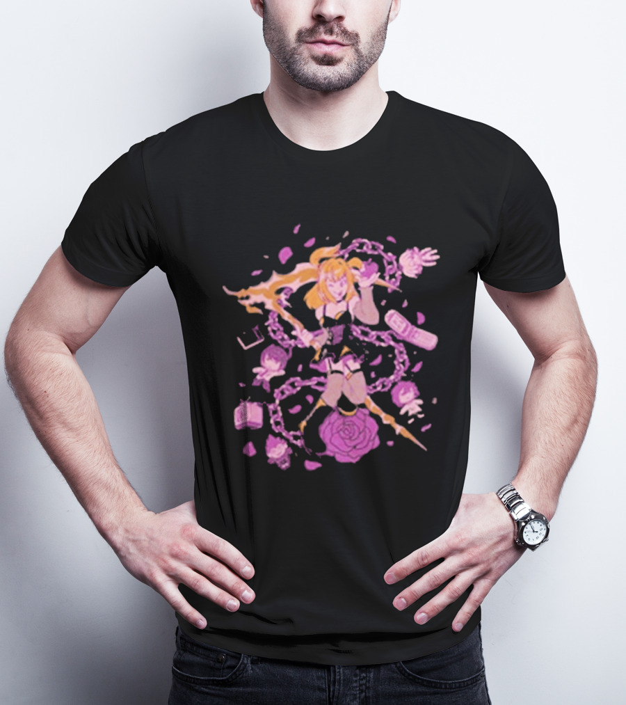 Angel Of Death Jav Anime Style Pink Chains And Rose T-Shirt