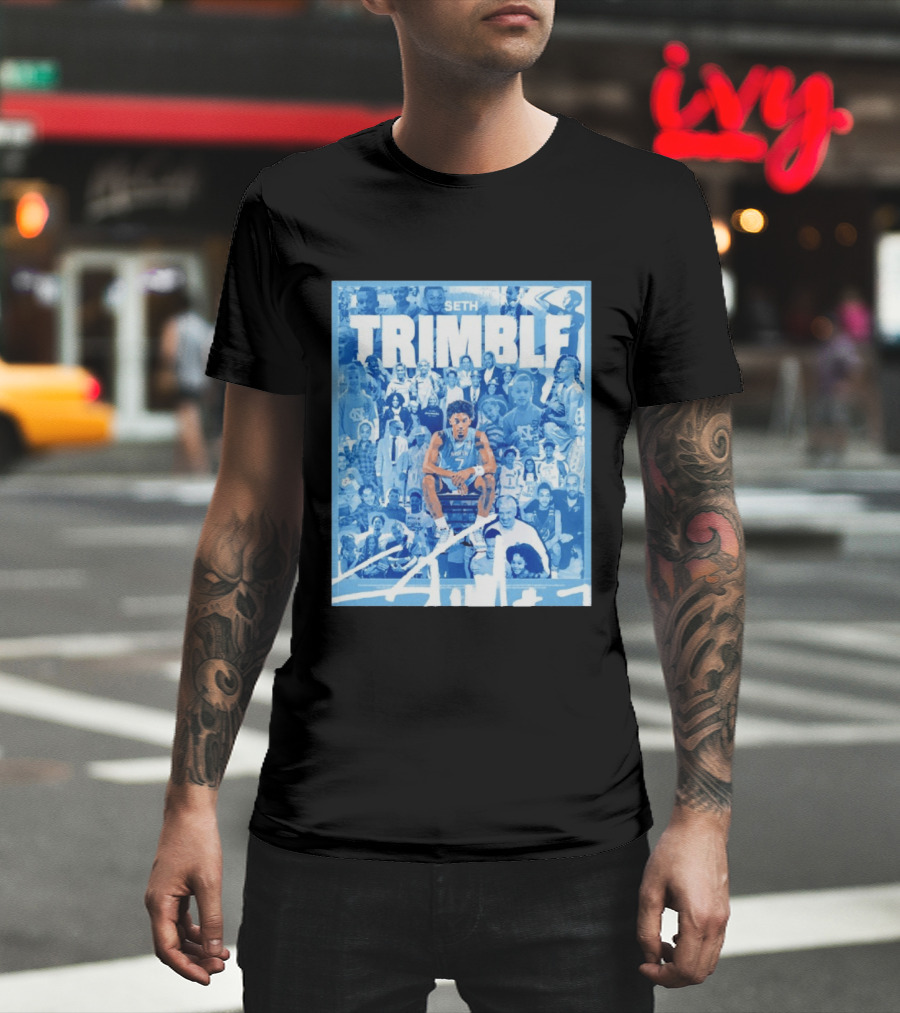 Seth Trimble North Carolina Tar Heels Basketball Collage T-Shirt