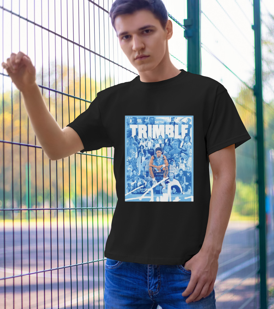 Seth Trimble North Carolina Tar Heels Basketball Collage T-Shirt