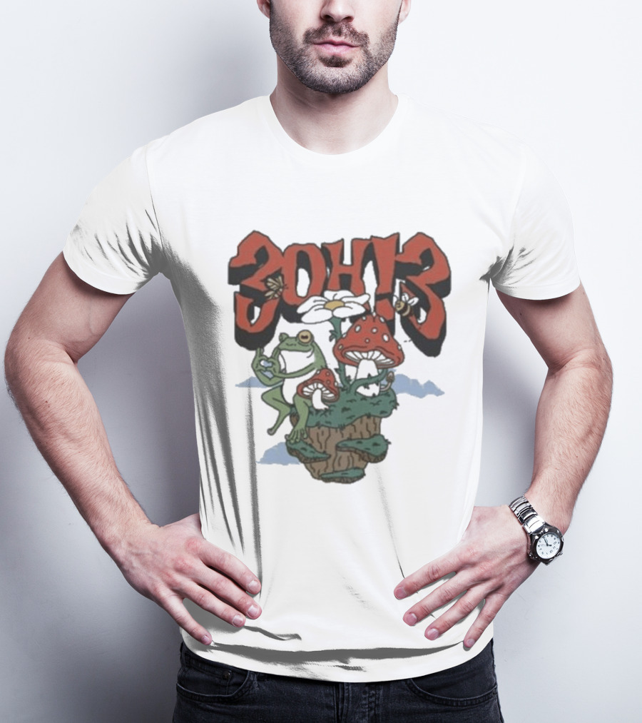 3Oh3 Mushroom Frog Fantasy With Bee And Flower T-Shirt