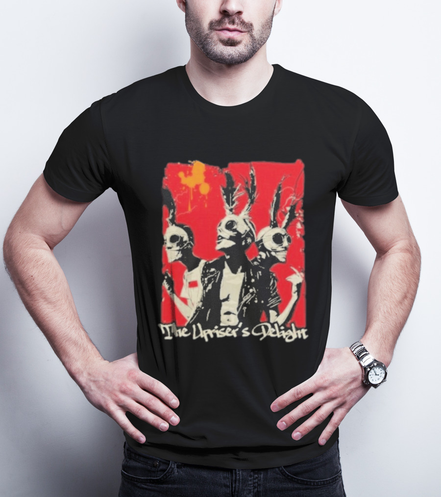 The Upriser's Delight Skull Trio Feathered Masks Red T-Shirt