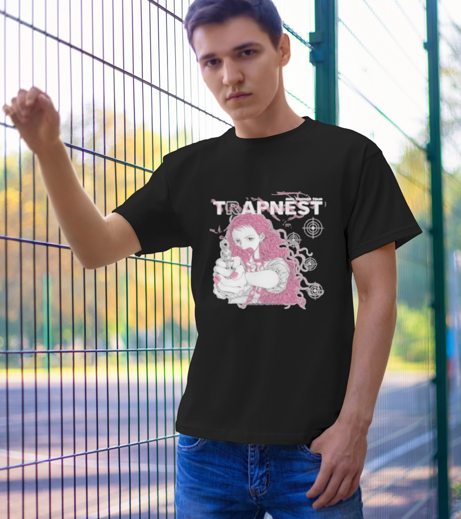 Trapnest Trigger Tour 2001 Anime Girl With Gun And Target T-Shirt