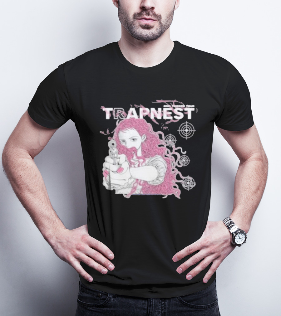 Trapnest Trigger Tour 2001 Anime Girl With Gun And Target T-Shirt