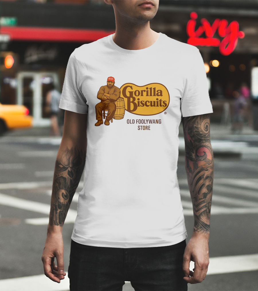 Cracker Barrel Gorilla Biscuits Old Foolywang Store Rustic Man And Barrel T-Shirt