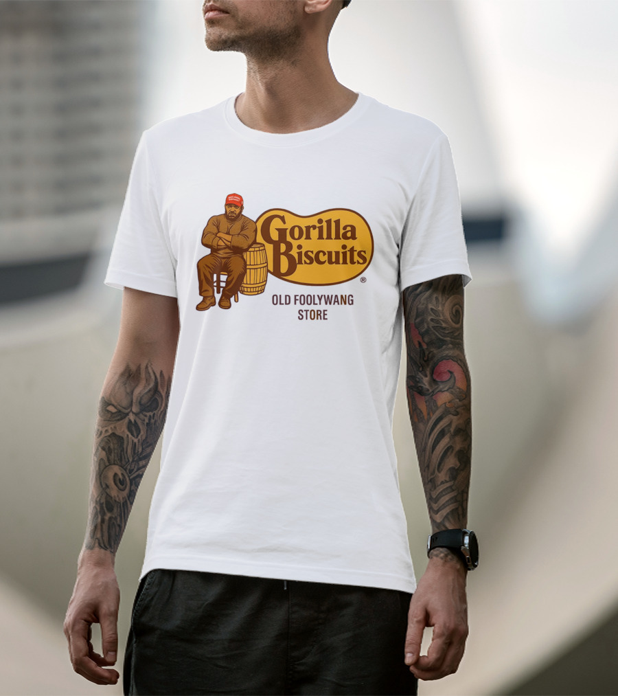Cracker Barrel Gorilla Biscuits Old Foolywang Store Rustic Man And Barrel T-Shirt