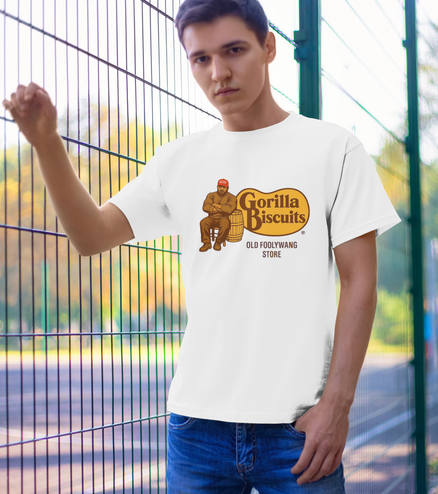 Cracker Barrel Gorilla Biscuits Old Foolywang Store Rustic Man And Barrel T-Shirt