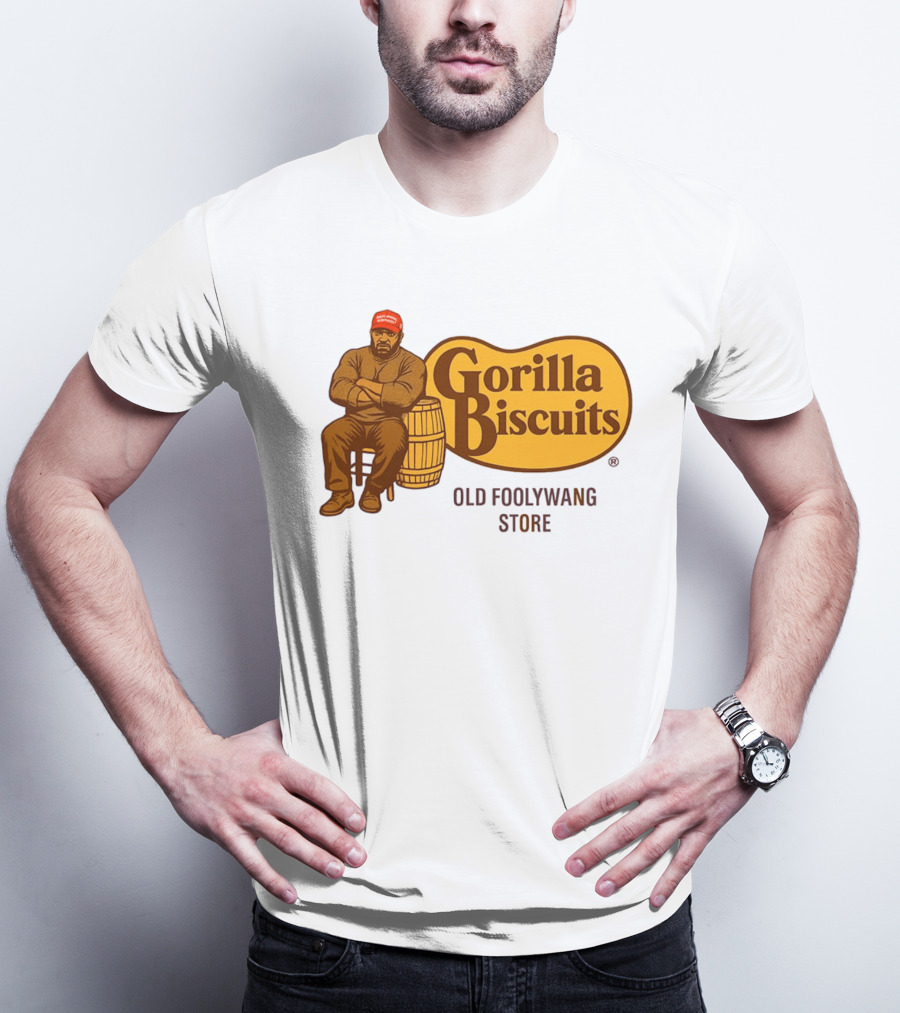 Cracker Barrel Gorilla Biscuits Old Foolywang Store Rustic Man And Barrel T-Shirt