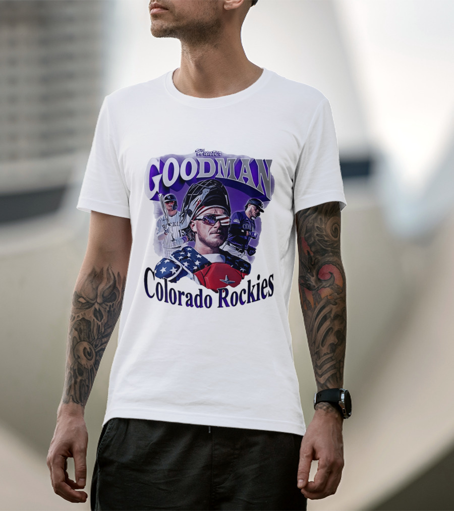 Hunter Goodman Colorado Rockies Catcher And Player Patriots 2026 T-Shirt
