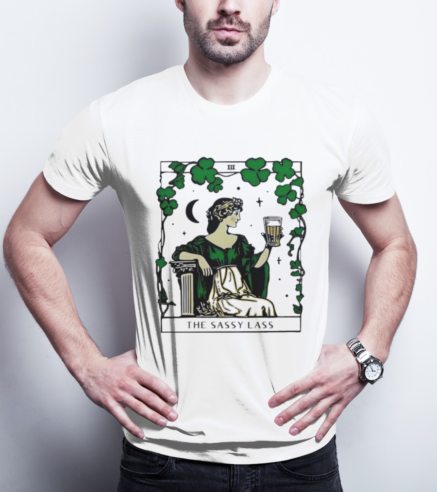 The Sassy Lass St Patrick's Day Tarot Card Clover Moon T-Shirt