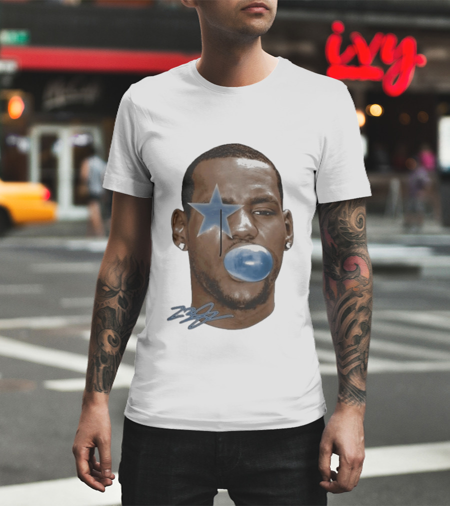 Lebron James Bubble Gum Blue Star Face T-Shirt