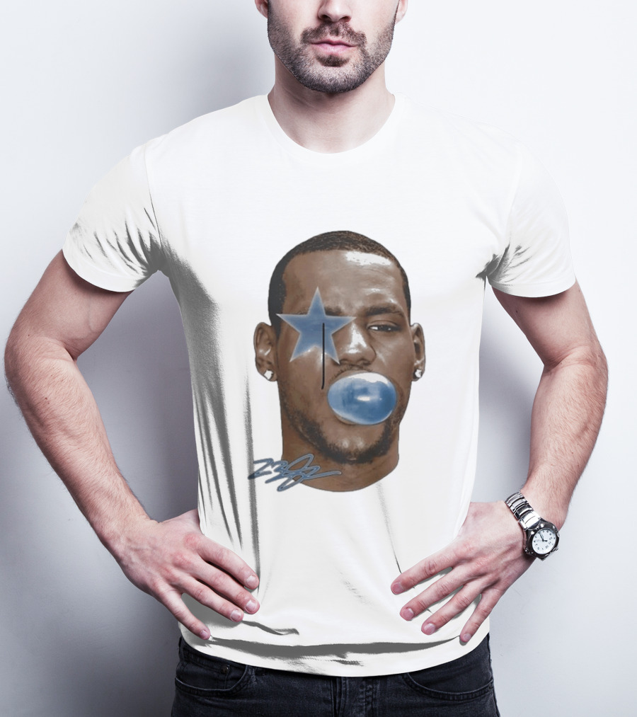 Lebron James Bubble Gum Blue Star Face T-Shirt