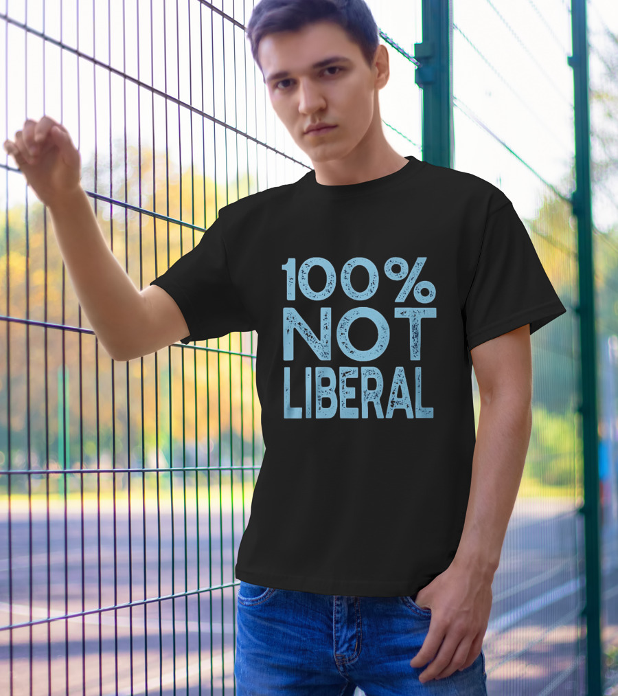 100% Not Liberal Distressed Blue T-Shirt