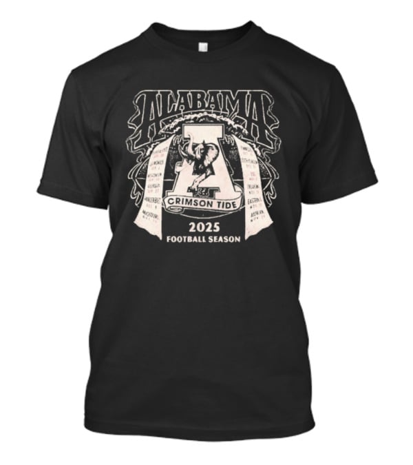 Alabama Crimson Tide 2025 Football Season Retro Schedule T-Shirt