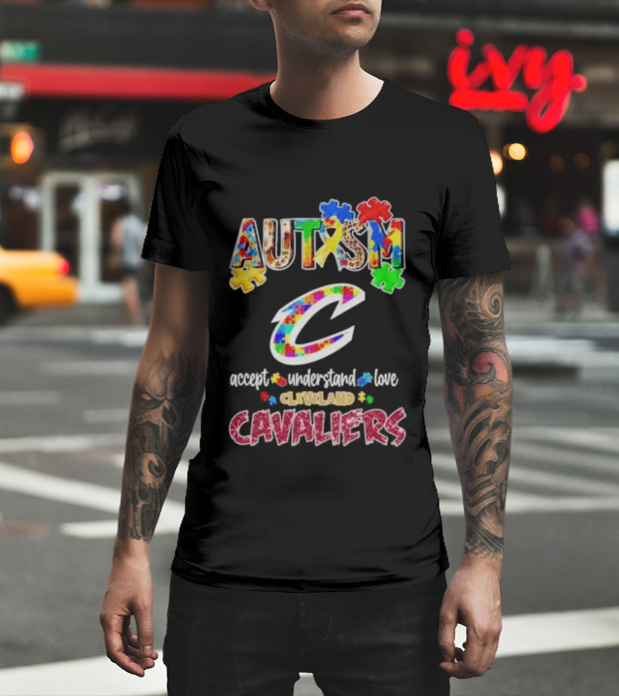Autism Accept Understand Love Cleveland Cavaliers Puzzles T-Shirt