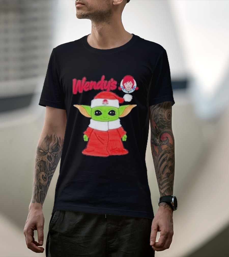 Wendy's Baby Yoda Santa Christmas T-Shirt
