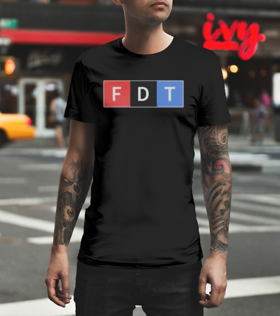 FDT Anti Trump Red Black Blue Block Letters T-Shirt