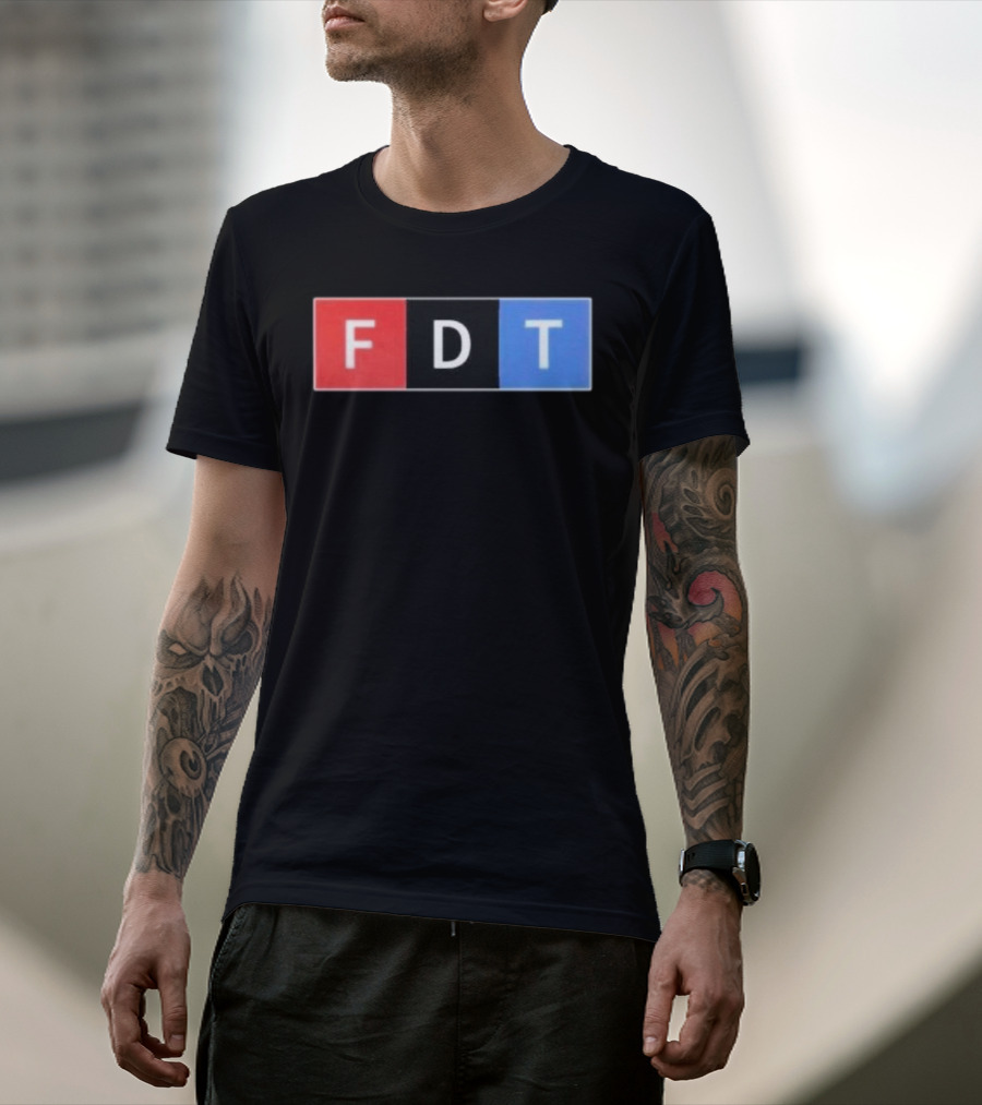 FDT Anti Trump Red Black Blue Block Letters T-Shirt