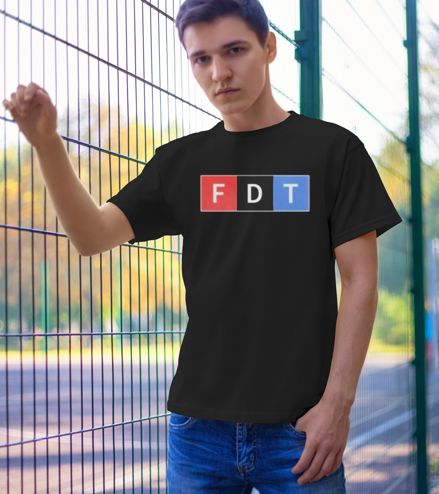 FDT Anti Trump Red Black Blue Block Letters T-Shirt