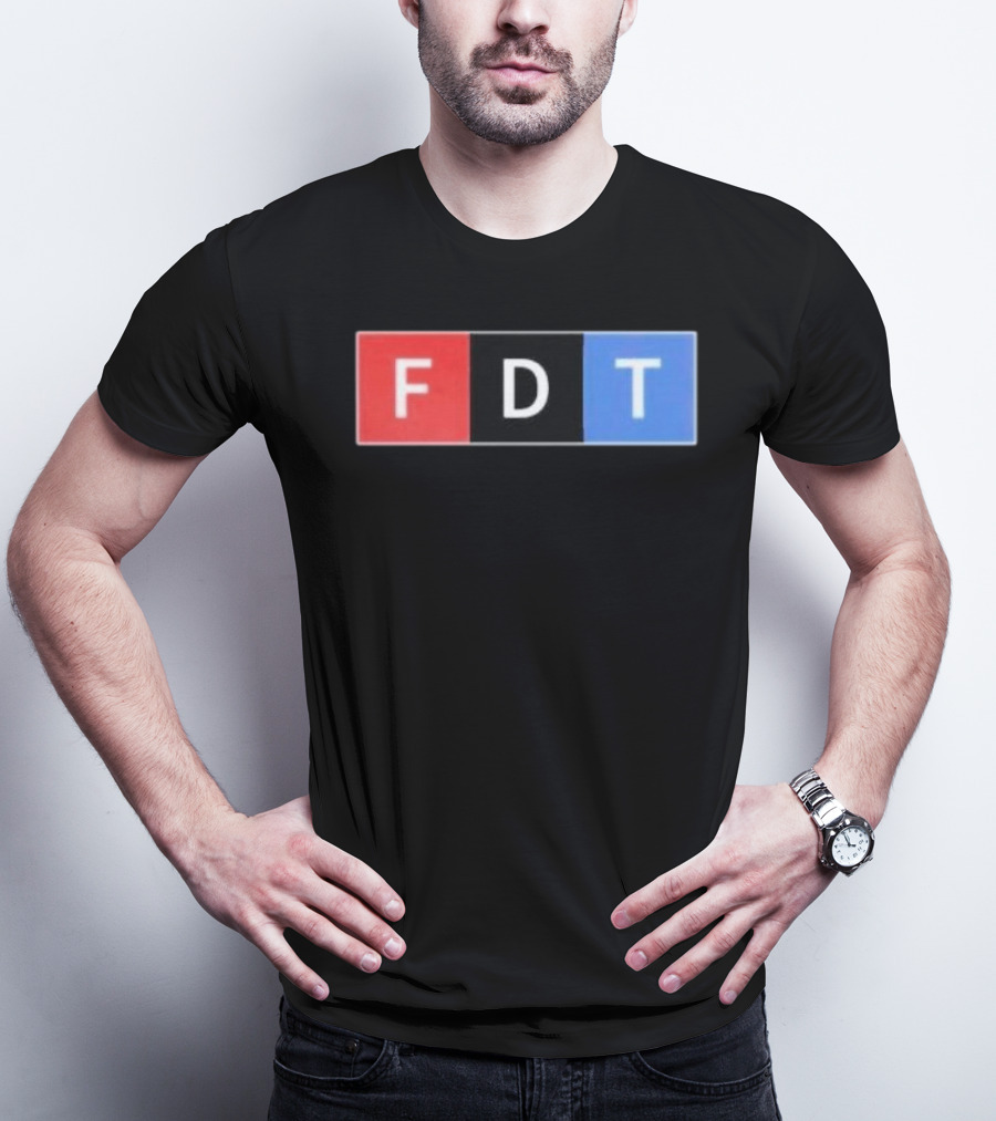FDT Anti Trump Red Black Blue Block Letters T-Shirt