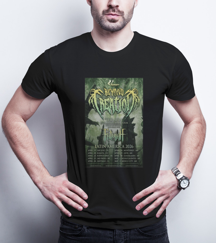 Beyond Creation Fallujah Aura 15th Anniversary Latin America 2026 Tour Dates T-Shirt