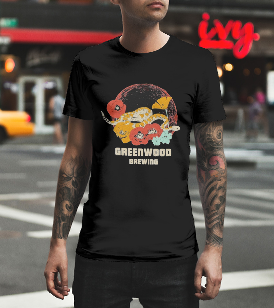 Greenwood Brewing Desert Snake With Colorful Flowers T-Shirt