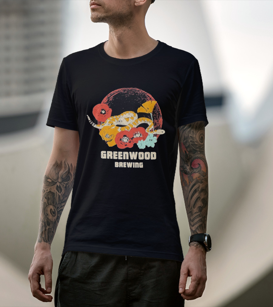 Greenwood Brewing Desert Snake With Colorful Flowers T-Shirt
