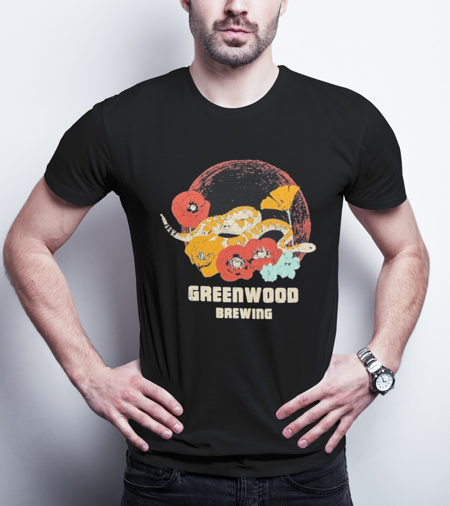 Greenwood Brewing Desert Snake With Colorful Flowers T-Shirt