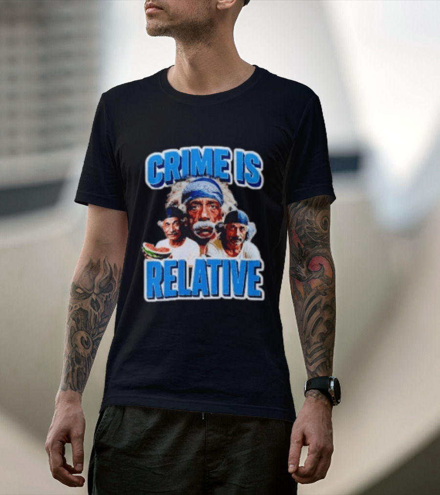 Crime Is Relative Albert Einstein Bandana Blue Font T-Shirt