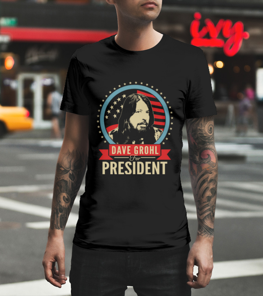 Dave Grohl For President Stars And Stripes Iconic Campaign T-Shirt