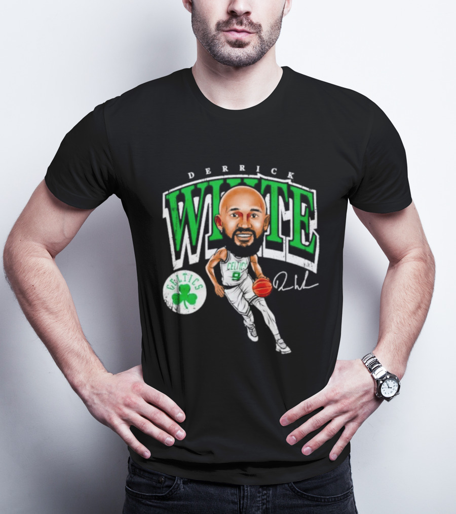 Derrick White Celtics Basketball 9 Signature Cartoon T-Shirt