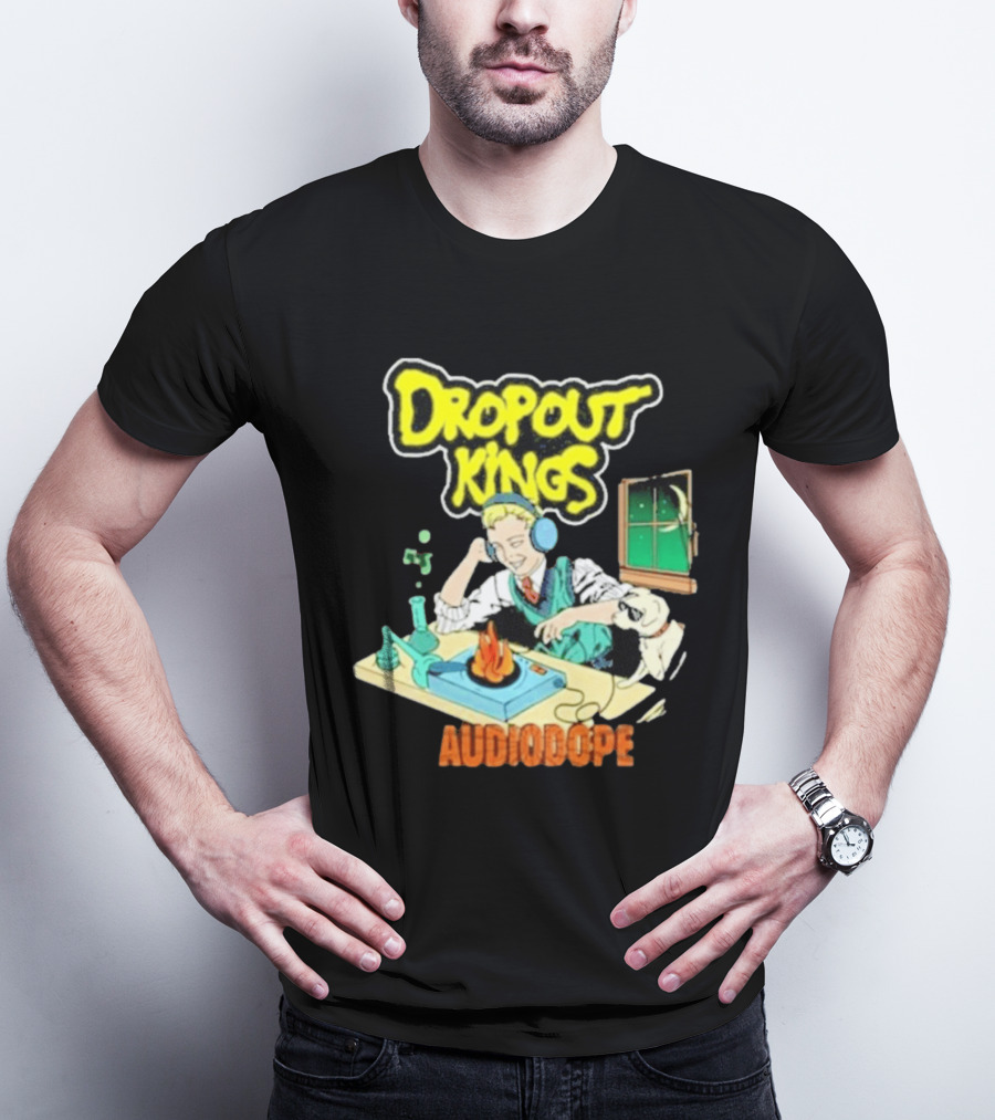 Dropout Kings Audio Dope Scientist Listening With Headphones And Chemistry Setup T-Shirt