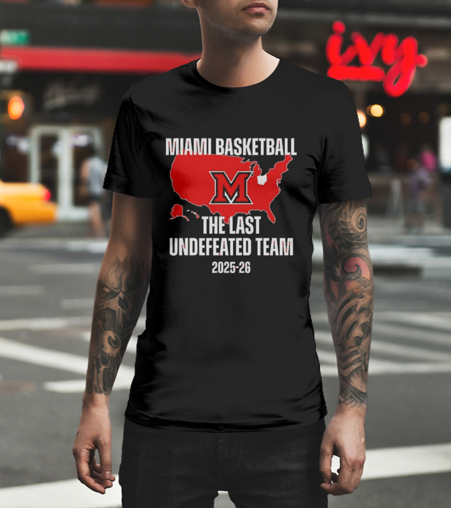 Miami Basketball RedHawks The Last Undefeated Team 2025 26 USA Map T-Shirt