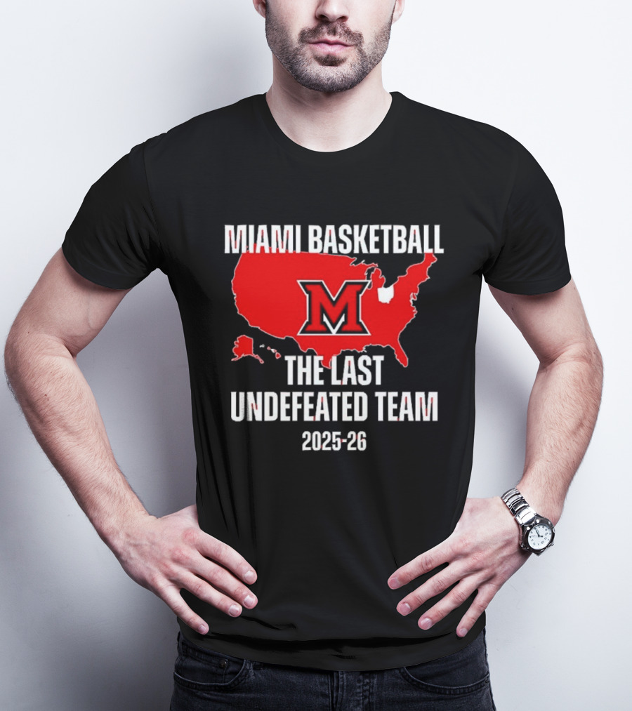 Miami Basketball RedHawks The Last Undefeated Team 2025 26 USA Map T-Shirt