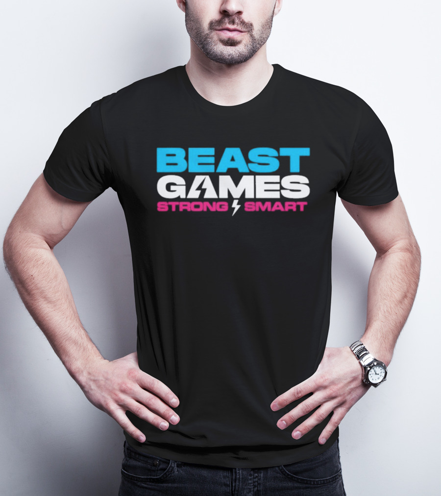 Beast Games Strong Smart MrBeast Lightning Bolt T-Shirt