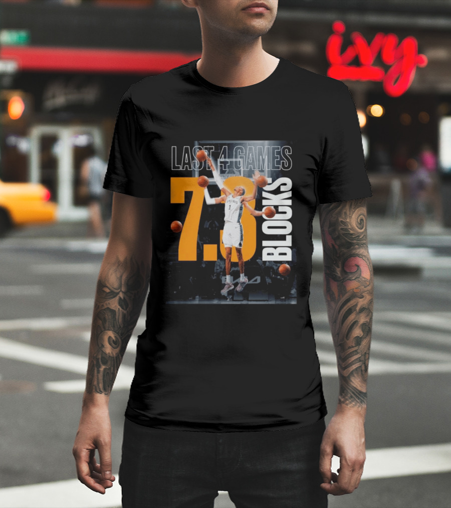 Victor Wembanyama Spurs Last 4 Games 7.3 Blocks Performance T-Shirt