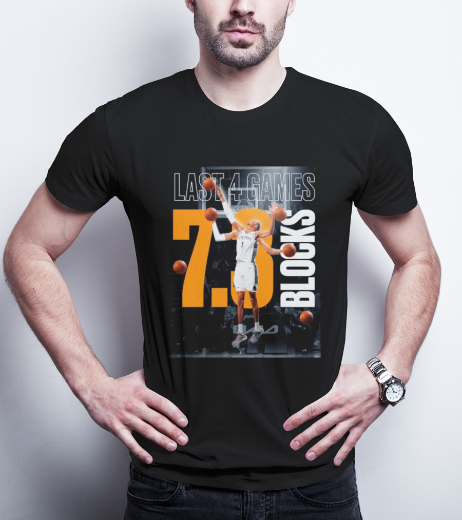 Victor Wembanyama Spurs Last 4 Games 7.3 Blocks Performance T-Shirt