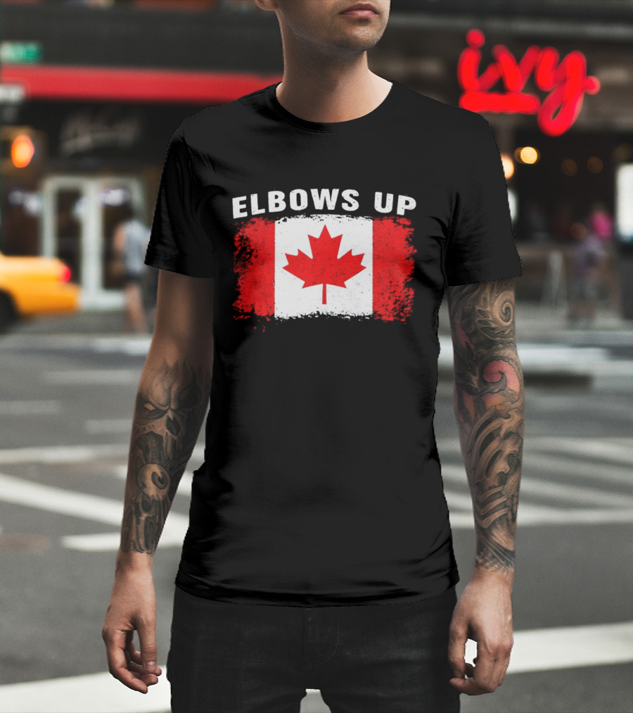 Elbows Up Canada Flag Maple Leaf T-Shirt