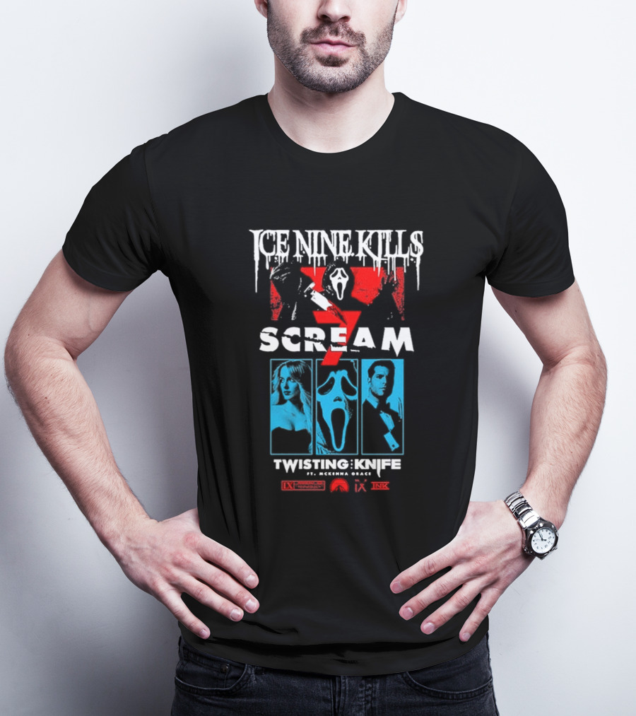 Ice Nine Kills Scream 7 Ghostface Twisting Knife Curtain Call T-Shirt