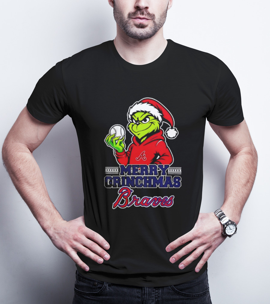 Atlanta Braves Grinch Santa Merry Grinchmas 2025 T-Shirt