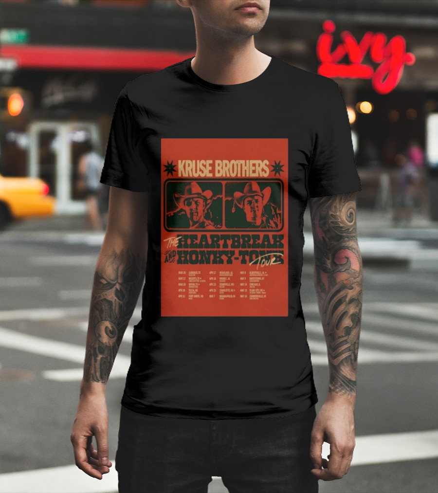 Kruse Brothers Heartbreak And Honky Tonk Tour 2026 Concert Dates T-Shirt