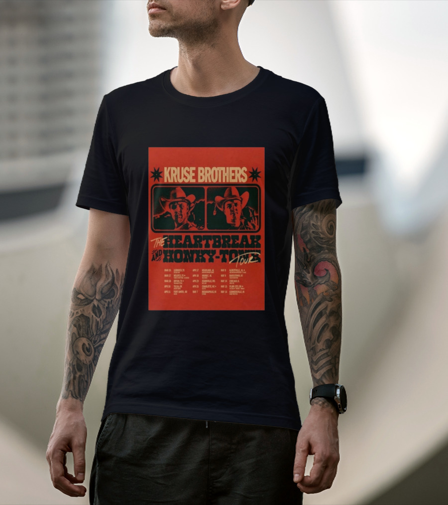 Kruse Brothers Heartbreak And Honky Tonk Tour 2026 Concert Dates T-Shirt