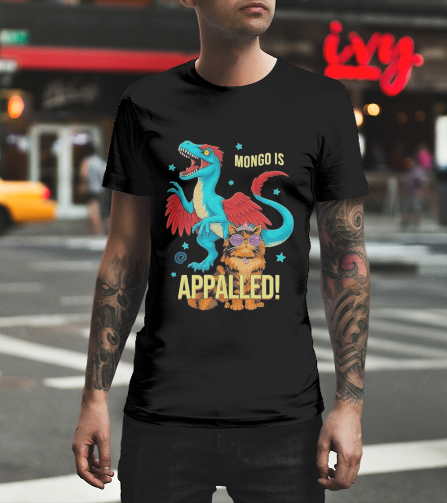 Mongo Is Appalled Princess Cat Riding Dinosaur With Stars T-Shirt