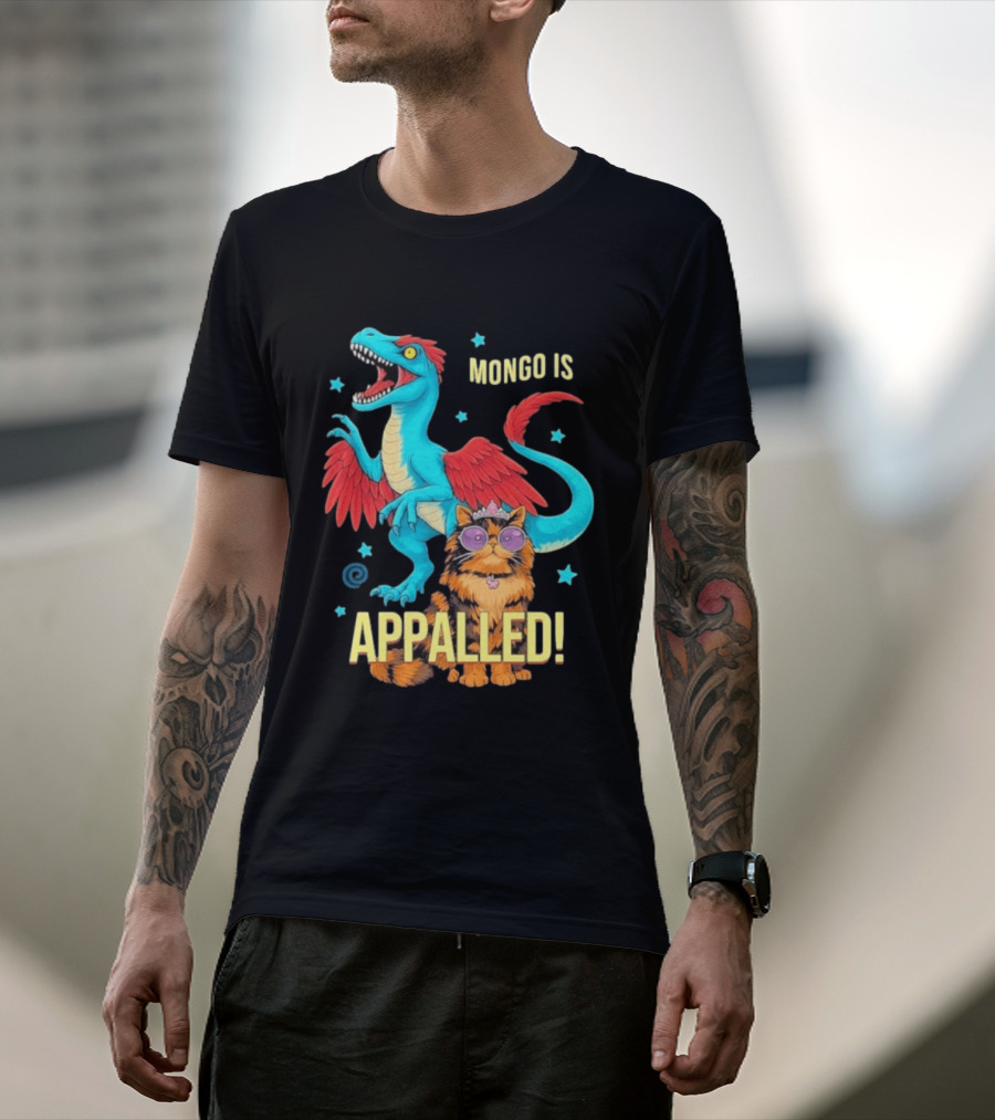 Mongo Is Appalled Princess Cat Riding Dinosaur With Stars T-Shirt