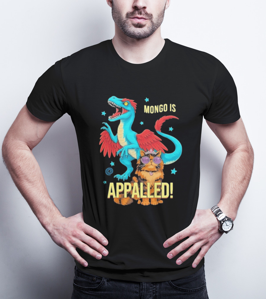 Mongo Is Appalled Princess Cat Riding Dinosaur With Stars T-Shirt