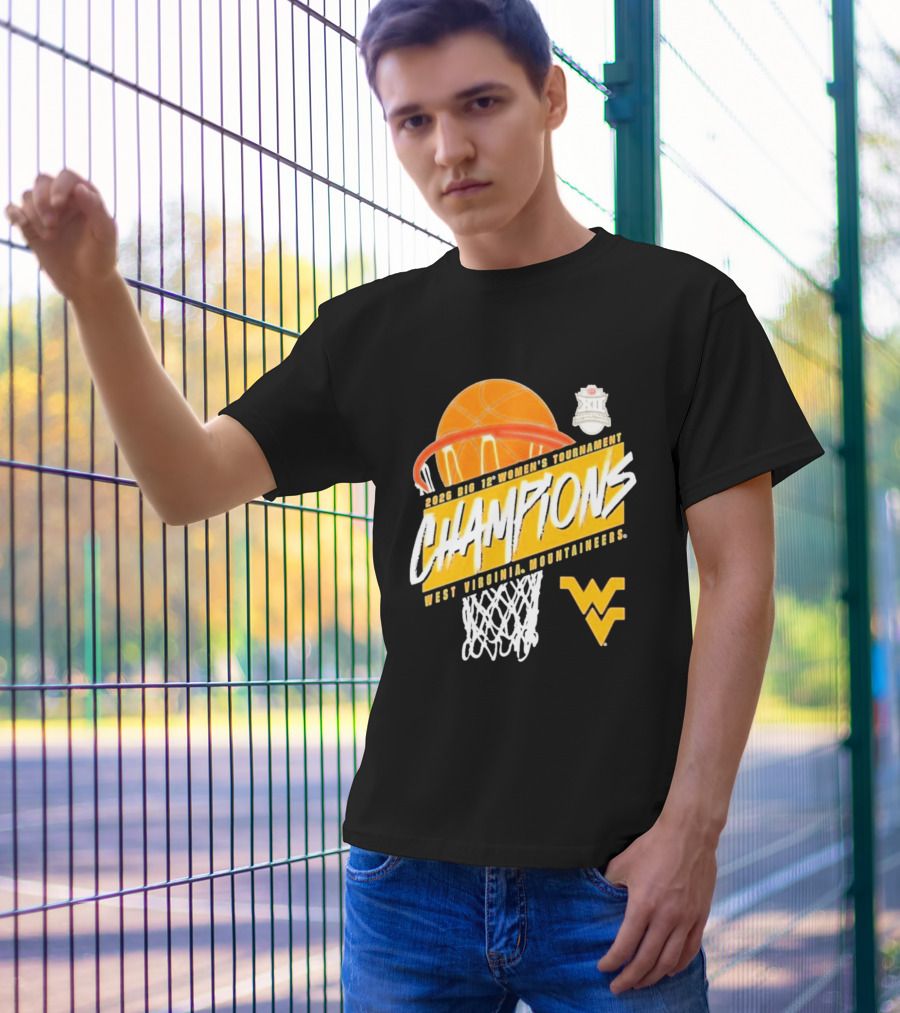 2026 Big 12 Women's Tournament Champions West Virginia Mountaineers Basketball T-Shirt
